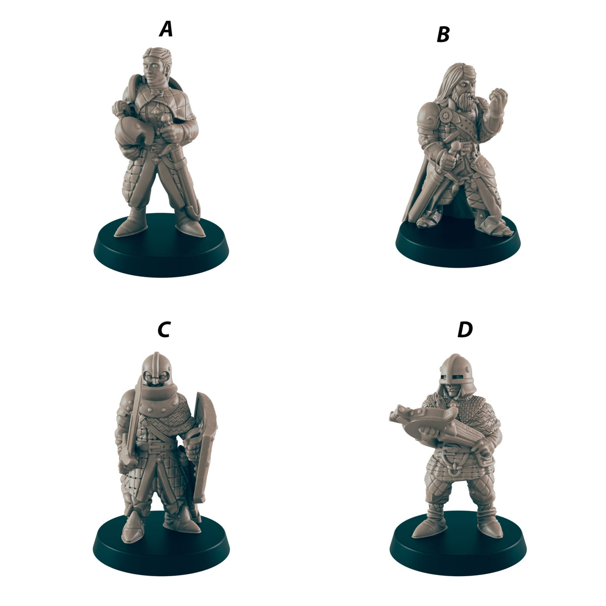 Town Guards - EC3D | DnD | Villager minis | fighter | warrior | 32mm ...