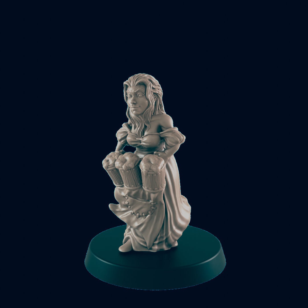 Human Female Barmaid dnd mini - EC3D | DnD | Variant | Villager | bark ...