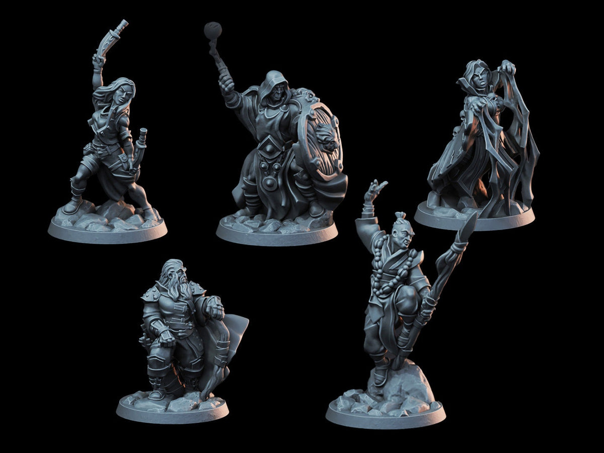 DnD Miniature Party Set 1 - 28mm Adventuring Group - Monk | Rogue | Fi ...