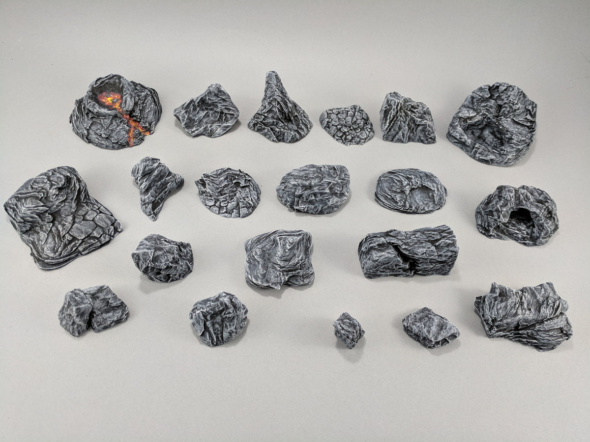 20 Rock Bundle - DND & Wargaming Terrain - EC3D Heroes Hoard, scatter ...