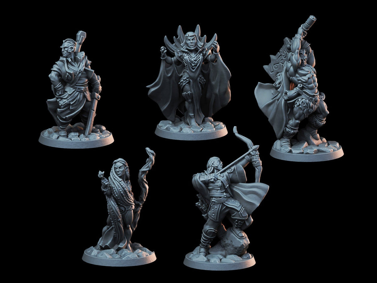 DnD Miniature Party Set 6 - 28mm Adventuring Group - Sorceress | Bard ...