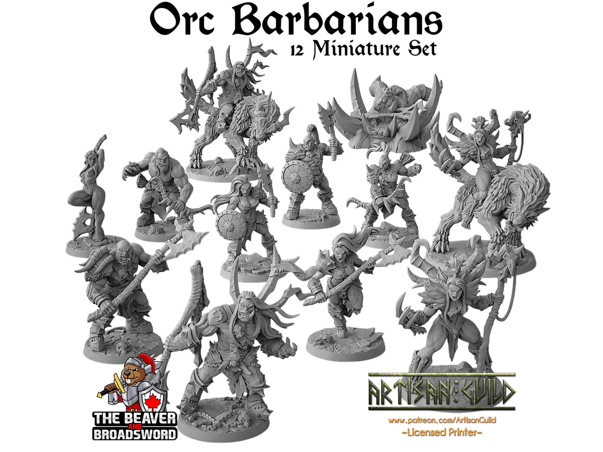 12 Orc Barbarian dnd mini set — The Beaver and Broadsword